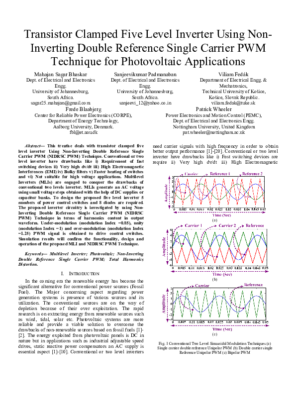 (PDF) Transistor Clamped Five-Level Inverter using Non-Inverting Double Reference Single Carrier ...