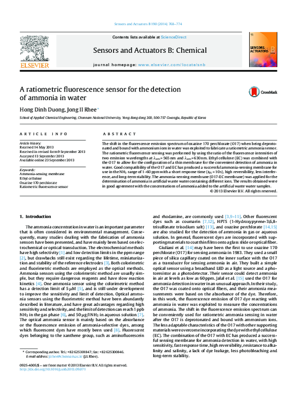 (PDF) A ratiometric fluorescence sensor for the detection of ammonia in ...