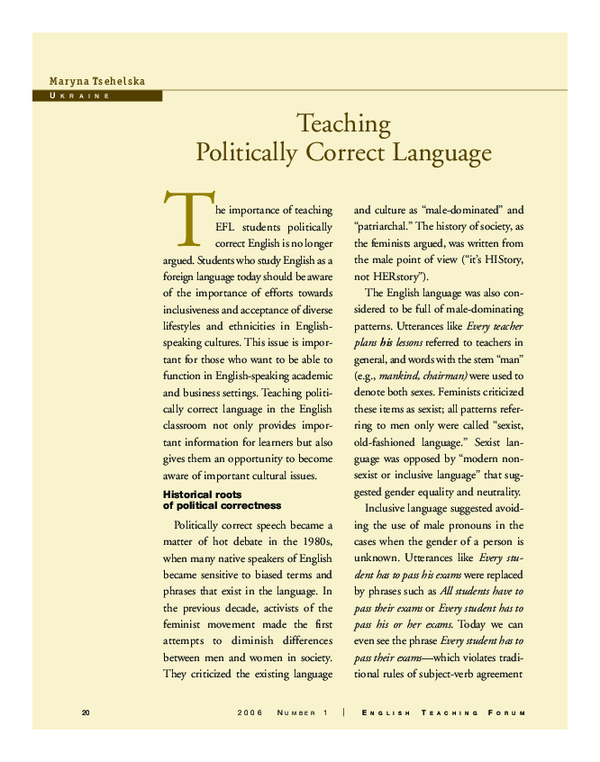 Teaching Politically Correct Language