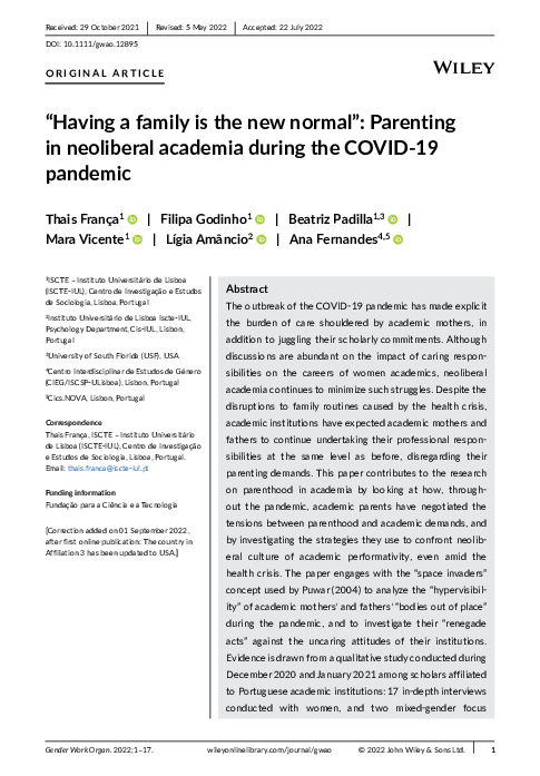 (PDF) “Having a family is the new normal”: Parenting in neoliberal ...