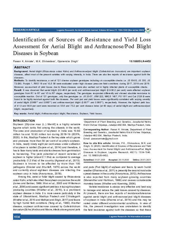(PDF) Identification of Sources of Resistance and Yield Loss Assessment ...