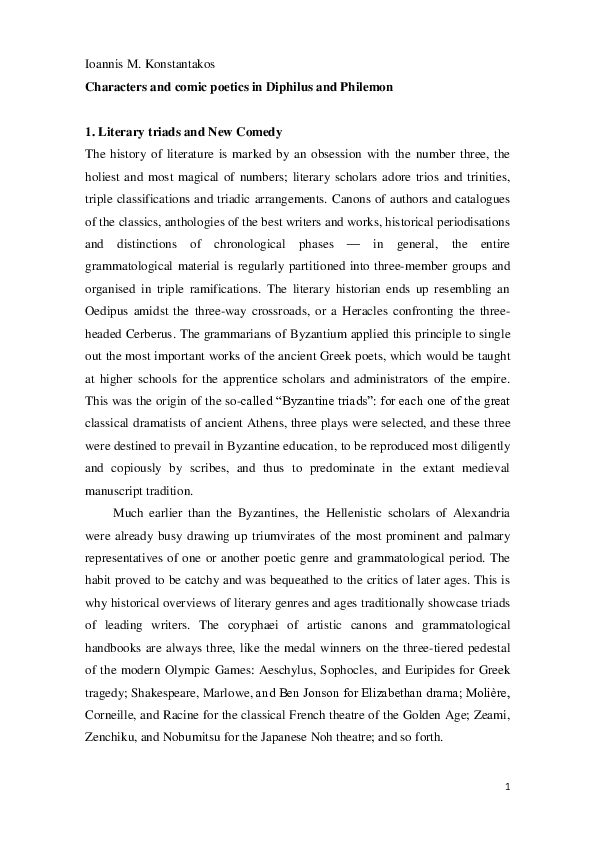 (PDF) "Characters and comic poetics in Diphilus and Philemon ...