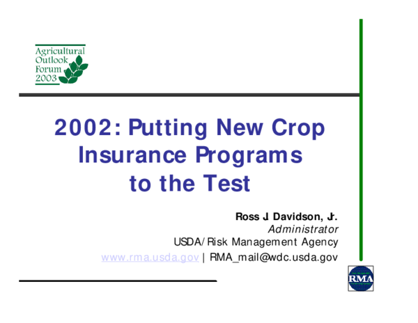 (PDF) The Federal Crop Insurance Program: Opportunities and Challenges ...