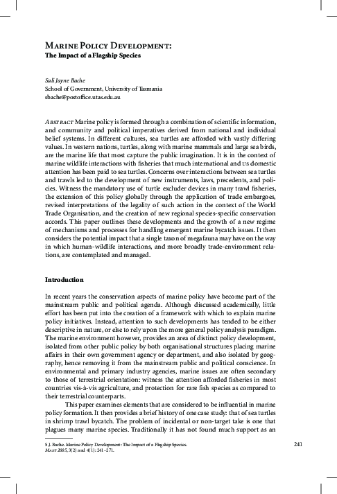 (PDF) Marine Policy Development: The Impact of a Flagship Species