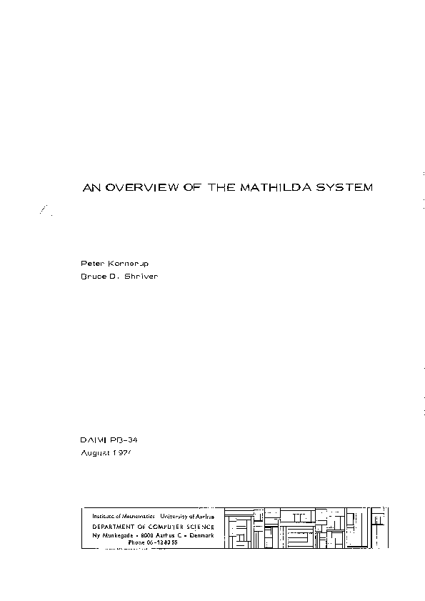 (PDF) An overview of the MATHILDA system
