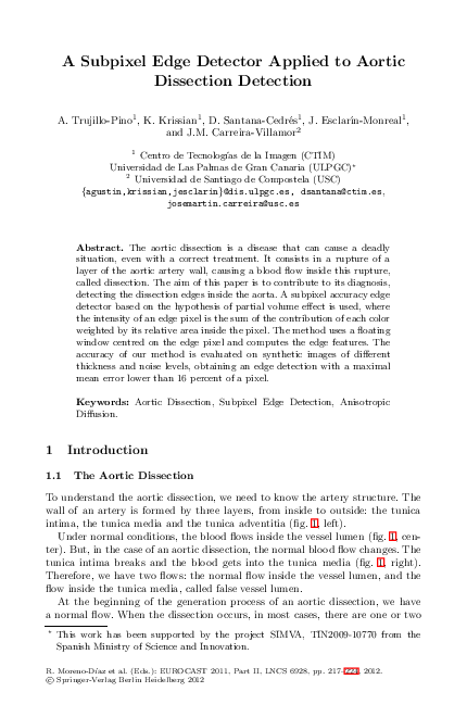 (PDF) A Subpixel Edge Detector Applied to Aortic Dissection Detection