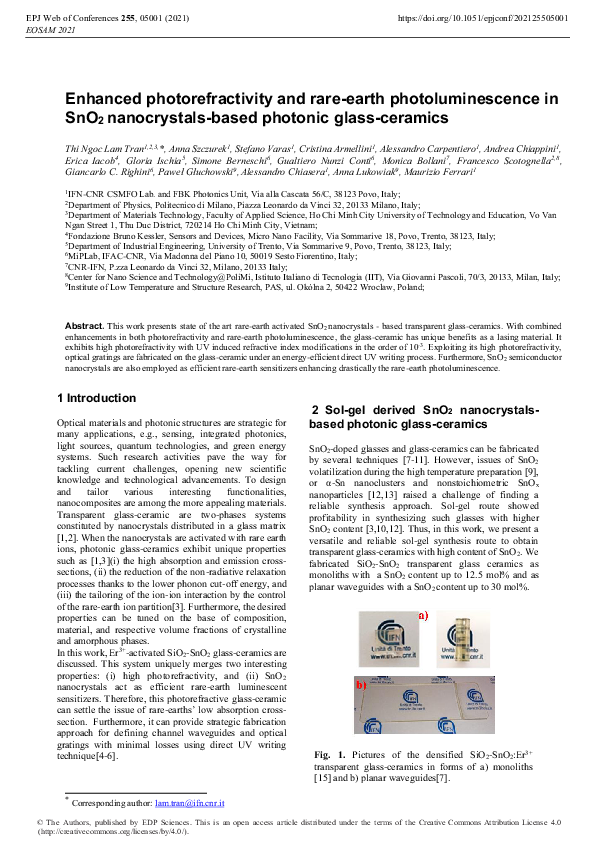 (PDF) Enhanced photorefractivity and rare-earth photoluminescence in ...