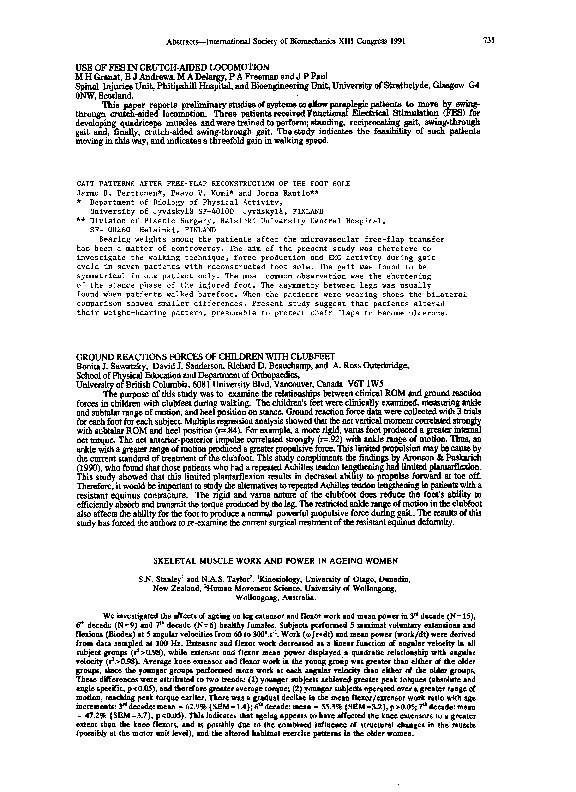 (PDF) Gait patterns after free-flap reconstruction of the foot sole
