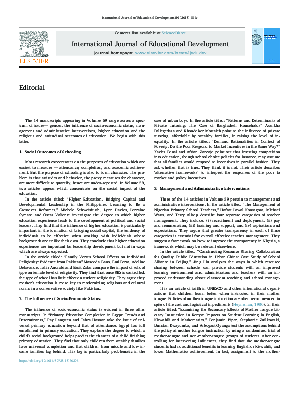 (PDF) International Journal of Educational Development Special Issue ...