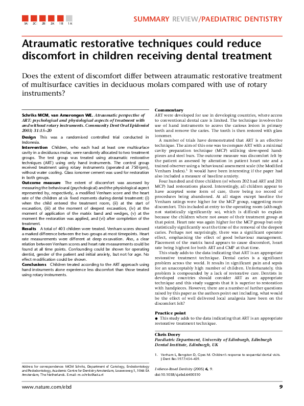 (PDF) Atraumatic restorative techniques could reduce discomfort in ...