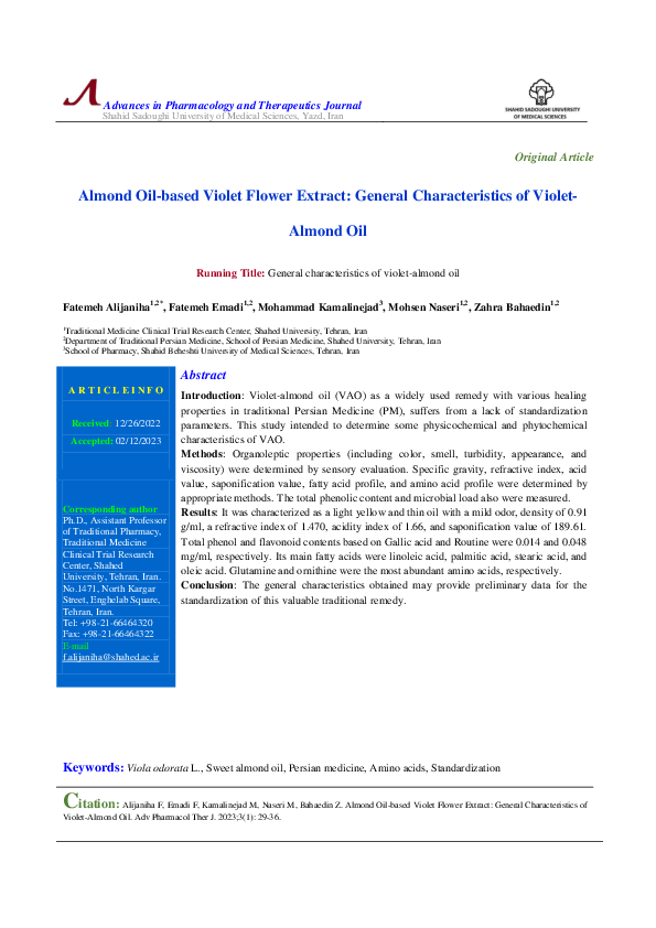 (PDF) Almond Oil-based Violet Flower Extract: General Characteristics ...