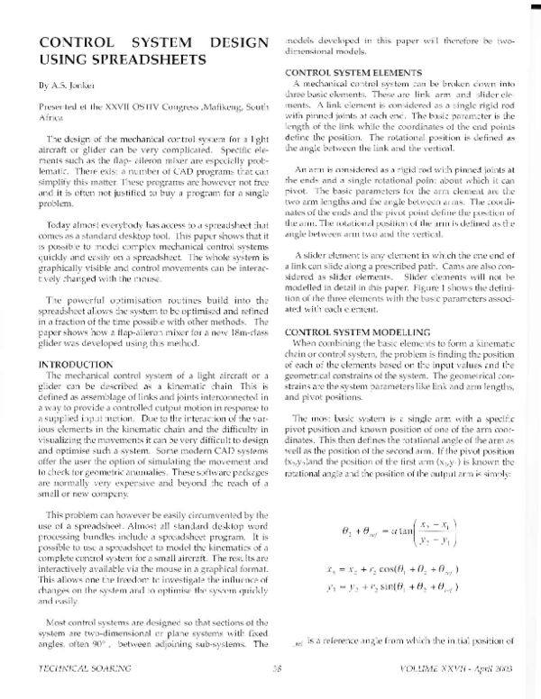 (PDF) Control System Design Using Spreadsheets