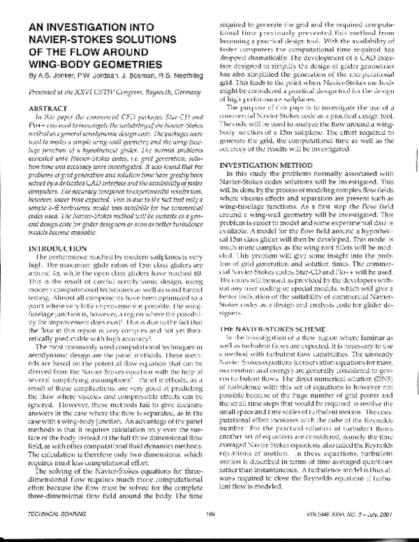 Pdf An Investigation Into Navier Stokes Solutions Of The Flow Around