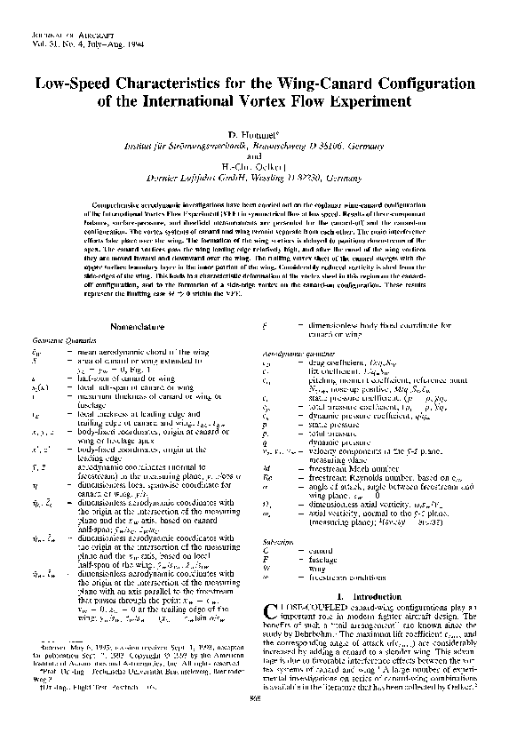 (PDF) Low-speed characteristics for the wing-canard configuration of ...