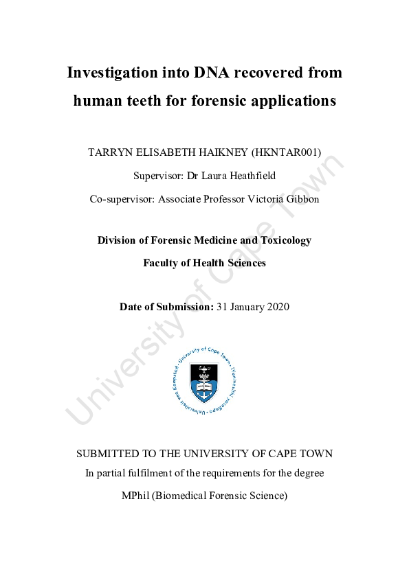 (PDF) Investigation into DNA recovered from human teeth for forensic ...