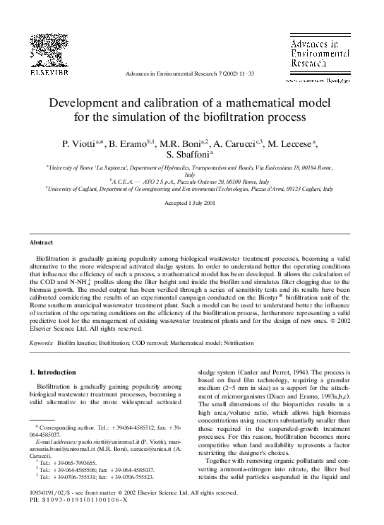 (PDF) Development and calibration of a mathematical model for the simulation of the ...
