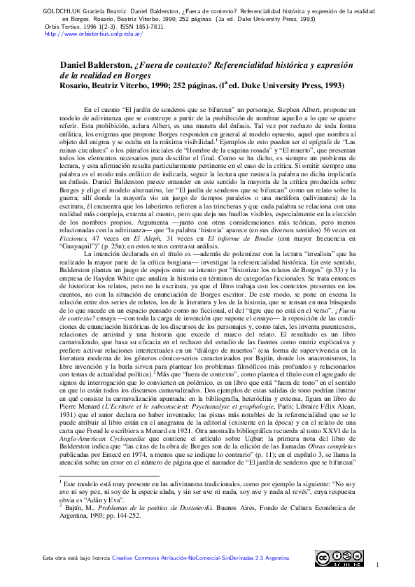 (PDF) Daniel Balderston, ¿Fuera de contexto? Referencialidad histórica ...