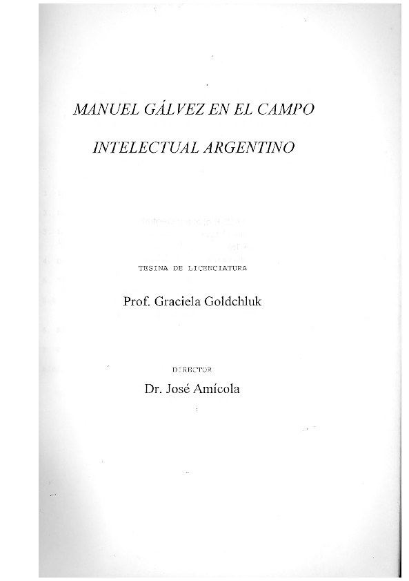 (PDF) Manuel Gálvez en el campo intelectual argentino