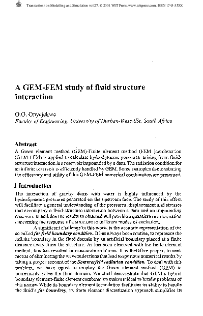 A GEM-FEM Study Of Fluid StructureInteraction