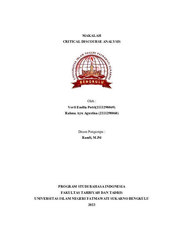 (DOC) CRITICAL DISCOURSE ANALYSIS (DOC) CRITICAL DISCOURSE ANALYSIS