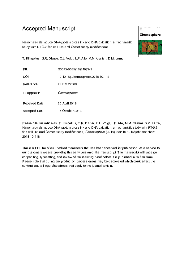 (PDF) Nanomaterials induce DNA-protein crosslink and DNA oxidation: A ...