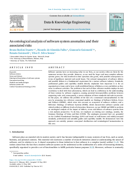 (PDF) An ontological analysis of software system anomalies and their ...