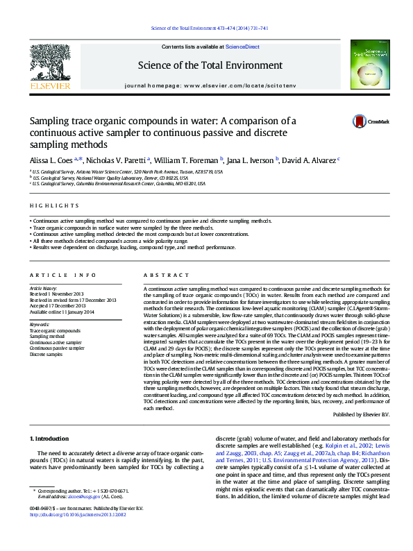 (PDF) Sampling trace organic compounds in water: A comparison of a ...