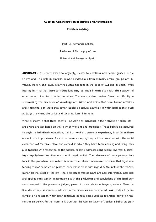(PDF) Gypsies, Administration of Justice and Automation: Problem solving