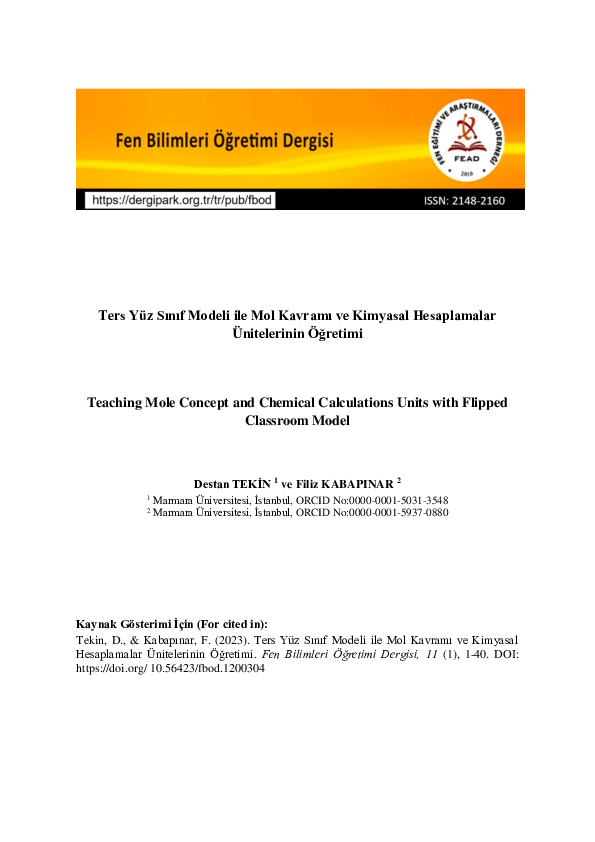 (PDF) Teaching Mole Concept and Chemical Calculations Units with Flipped Classroom Model