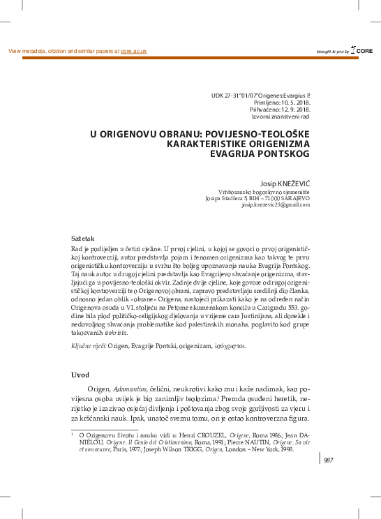(PDF) In Defence of Origen: the Historical‑theological Characteristics ...