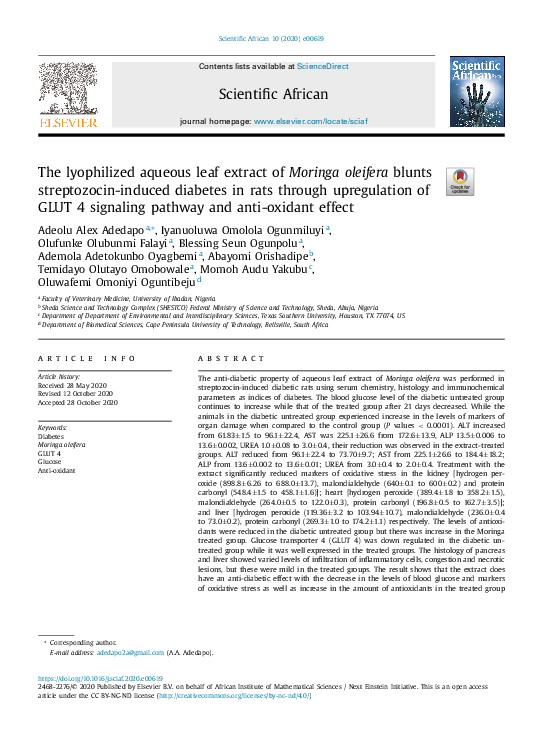 (PDF) The lyophilized aqueous leaf extract of Moringa oleifera blunts ...