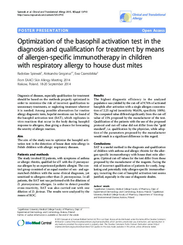 (PDF) Optimization of the basophil activation test in the diagnosis and ...