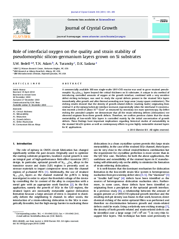 (PDF) Role of interfacial oxygen on the quality and strain stability of pseudomorphic silicon ...