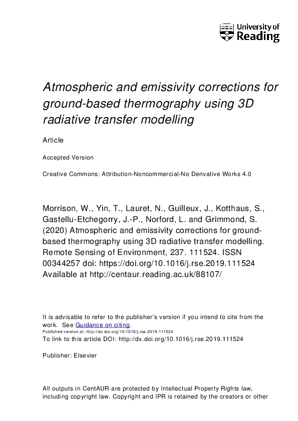 (PDF) Atmospheric and emissivity corrections for ground-based ...