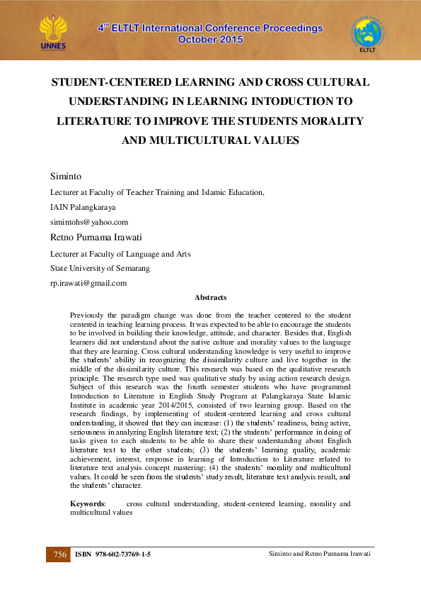 (PDF) Student-Centered Learning and Cross Cultural Understanding in Learning Intoduction to ...