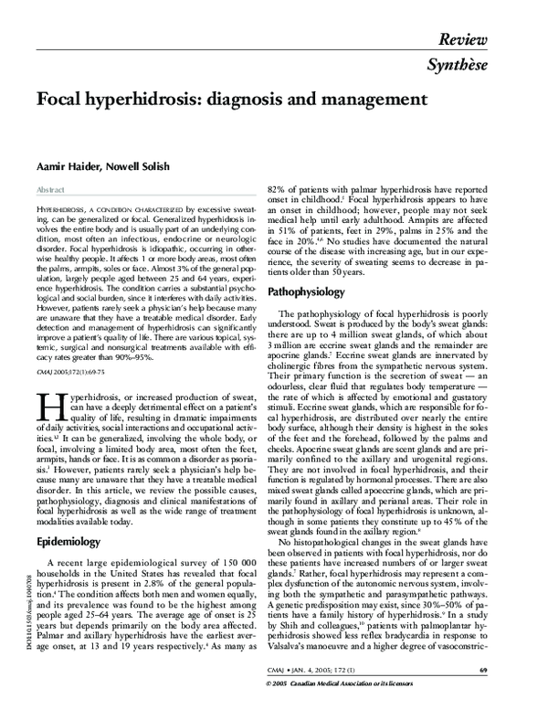 (PDF) Focal hyperhidrosis: diagnosis and management
