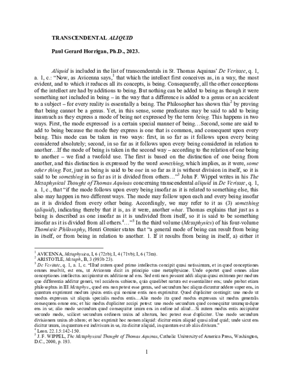 (PDF) Transcendental Aliquid