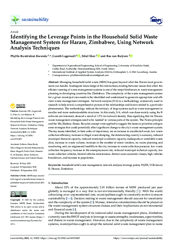 (PDF) Identifying the Leverage Points in the Household Solid Waste Management System for Harare ...