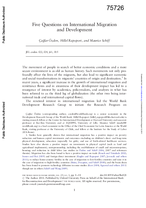 (PDF) Five Questions on International Migration and Development