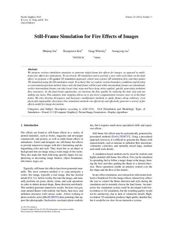(PDF) Still-Frame Simulation for Fire Effects of Images