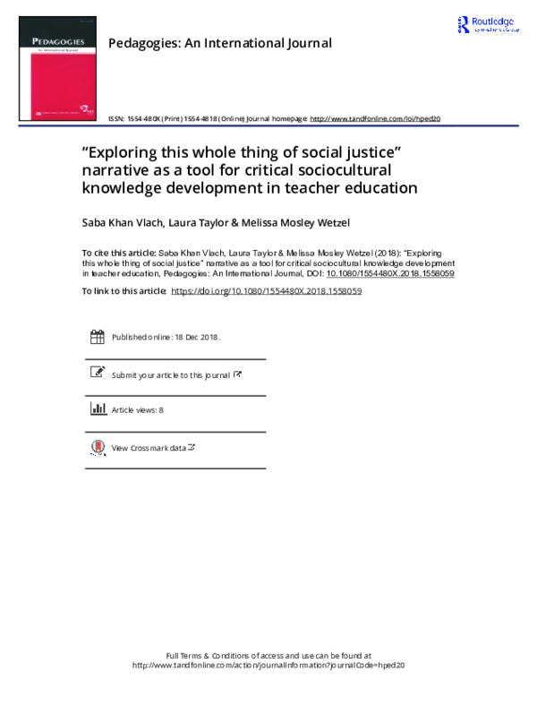 (PDF) “Exploring this whole thing of social justice” narrative as a ...