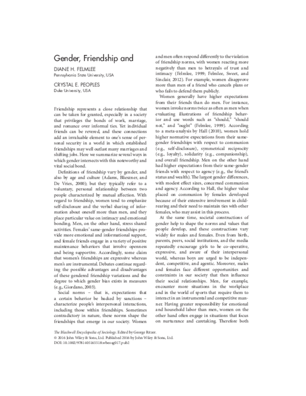 (PDF) Gender Rules: Same and Cross-Gender Friendship Norms | H. Colleen ...