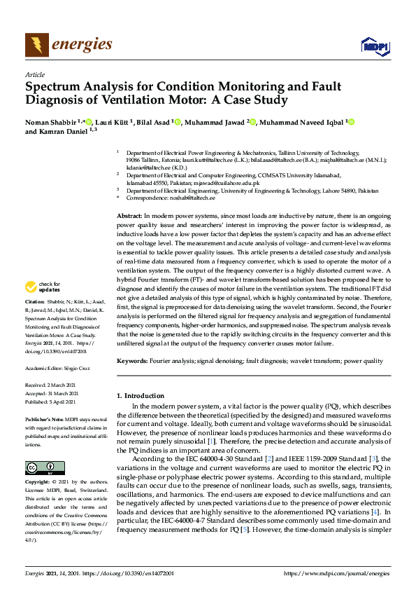 (PDF) Spectrum Analysis for Condition Monitoring and Fault Diagnosis of ...