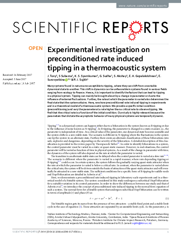 (PDF) Experimental investigation on preconditioned rate induced tipping ...