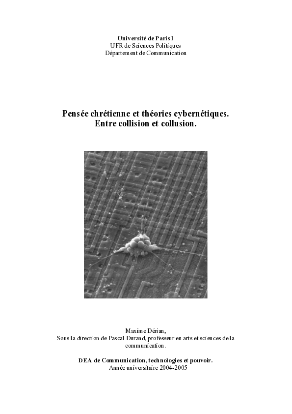 (PDF) Pensée chrétienne et théories cybernétiques. Entre collision et ...