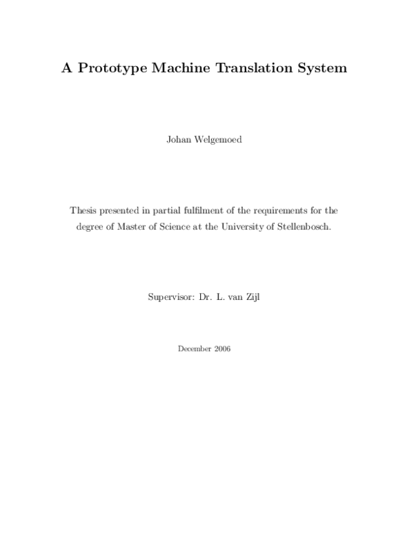 (PDF) A Prototype Machine Translation System | Johan Welgemoed ...