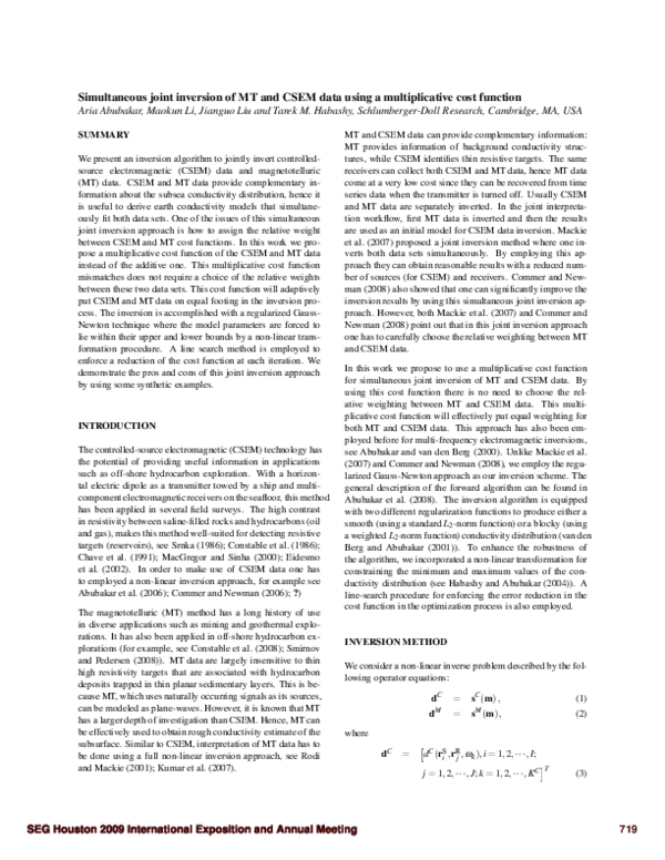 (PDF) Simultaneous joint inversion of MT and CSEM data using a ...