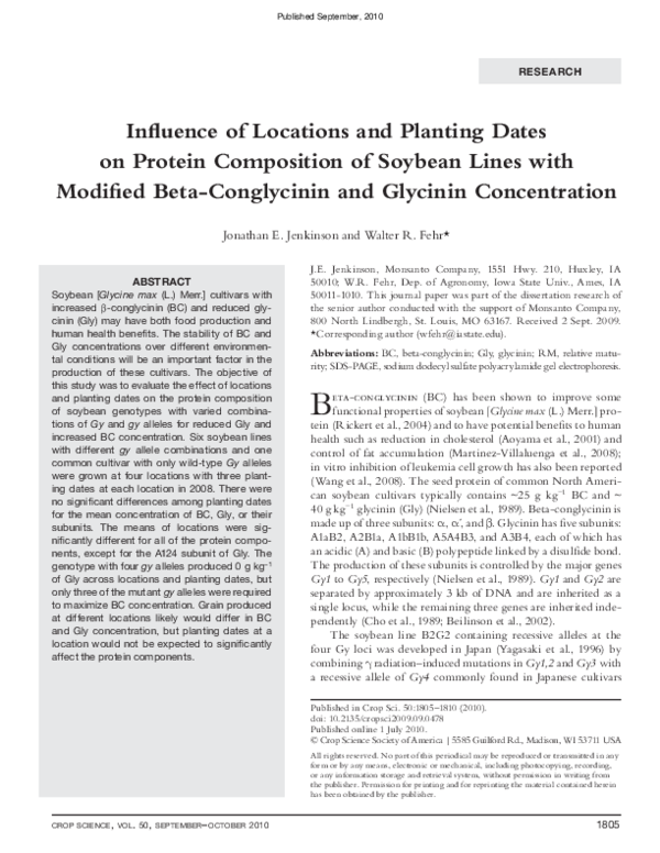 (PDF) Influence of Locations and Planting Dates on Protein Composition ...