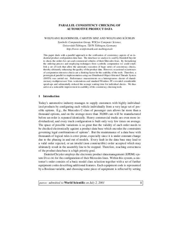 (PDF) Parallel Consistency Checking of Automotive Product Data
