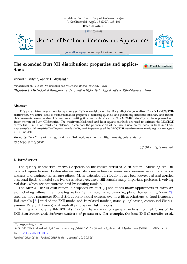 Pdf The Four Parameter Burr Xii Distribution Properties Regression Model And Applications